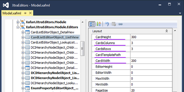 ASPx Card List Editor