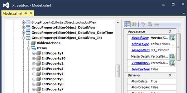 ASPx Group Property Editor