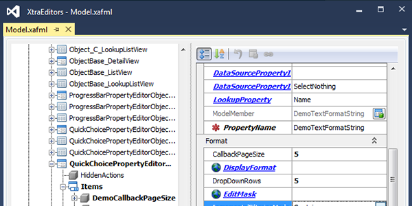 ASPx Quick Choice Property Editor