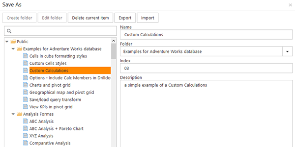 Pivot Table Report Settings Storage in Ranet OLAP